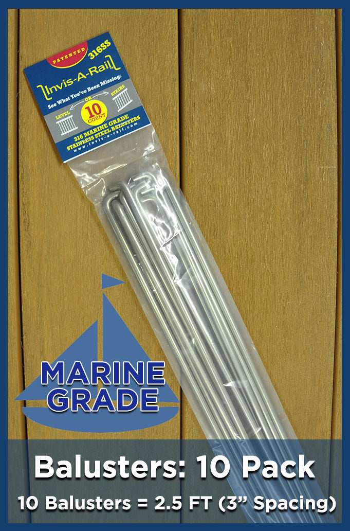 10 Pack Balusters DUPLEX 2205 Stainless Steel Marine Grade – InvisARail®